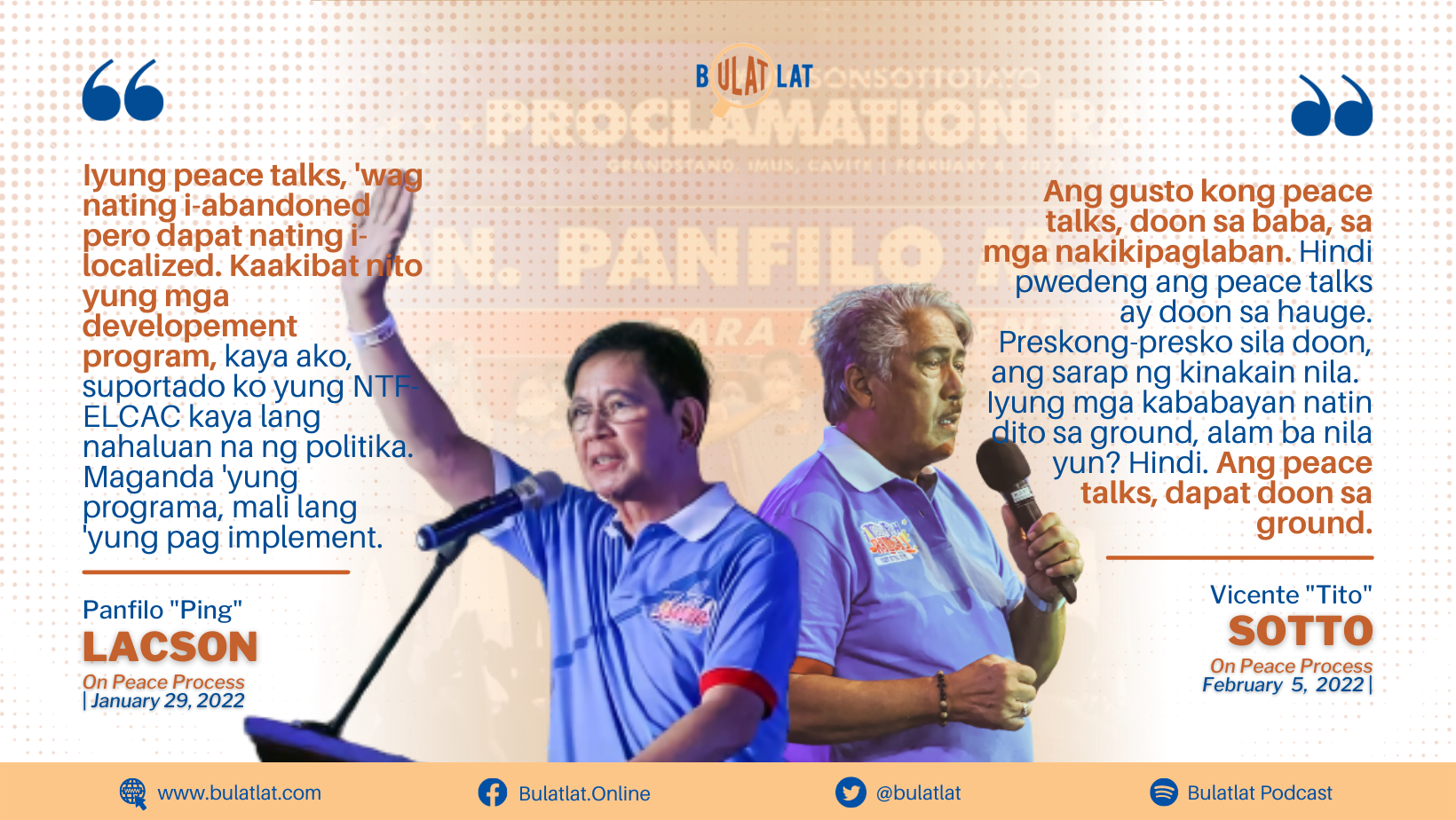 Presidential candidates' stand on resuming peace talks, addressing ...
